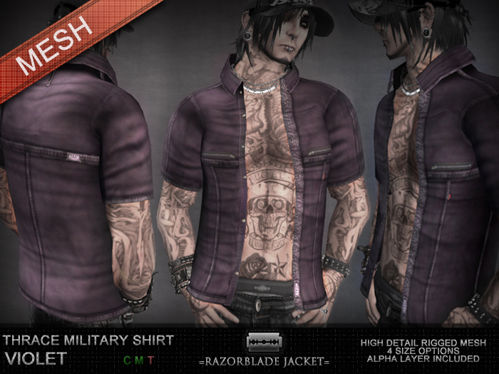 Second Life Marketplace - =Razorblade Jacket= Thrace Military Shirt ...
