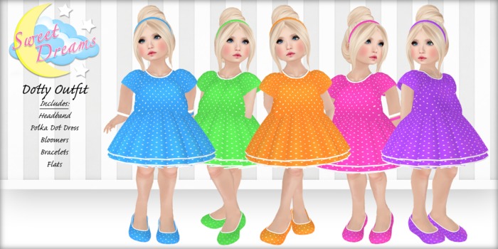 Second Life Marketplace - Sweet Dreams - Dotty Outfit - Orange