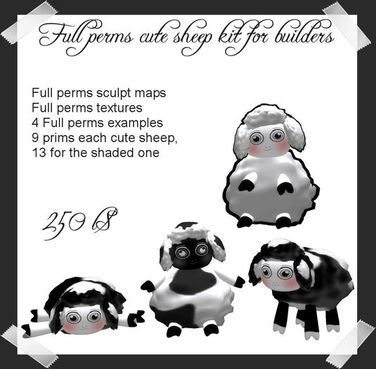 Second Life Marketplace - Full Perms cute sheep kit for builders