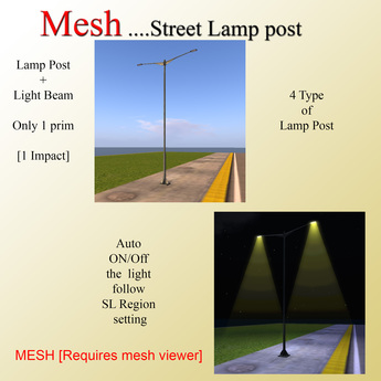 Second Life Marketplace - Mesh-Street Lamp Post-1 Impact-4 type