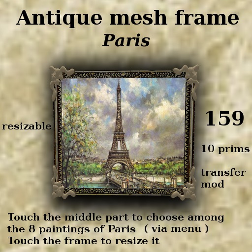 Second Life Marketplace - W* BOX antique mesh frame Paris