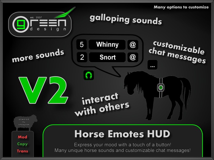 Second Life Marketplace - GD Horse Emotes HUD [13 Sounds, Walks, Custom ...