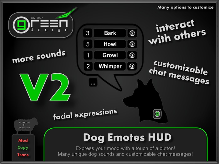 Second Life Marketplace - GD Dog Emotes HUD [20+ Sounds, Custom Chat ...