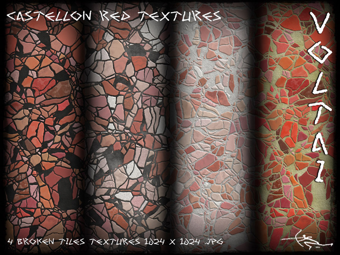 Second Life Marketplace - Voltai Castellon Red Textures - Tiles textures