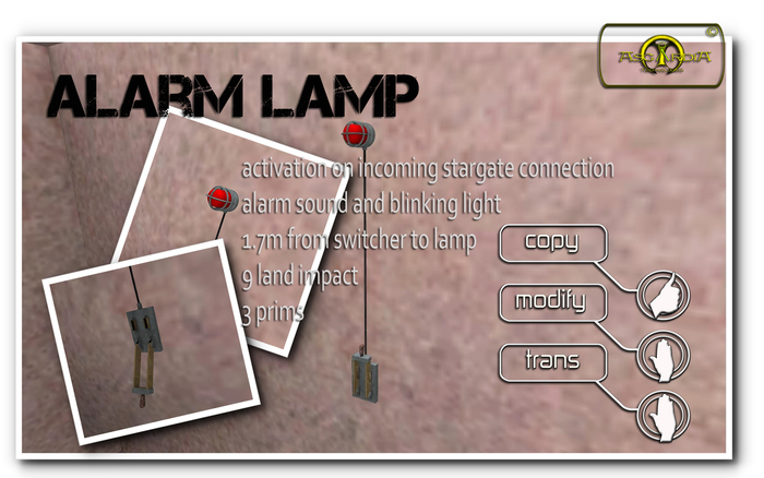Second Life Marketplace - Asgardia Techn. - Stargate Alarm Lamp BOX