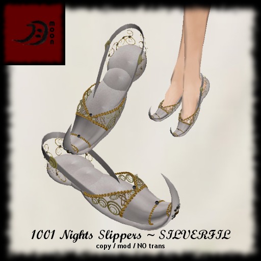 Second Life Marketplace - ::: MOON ::: 1001 Nights Harem Slippers SILVERFIL