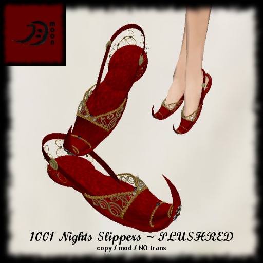 Second Life Marketplace - ::: MOON ::: 1001 Nights Harem Slippers PLUSHRED
