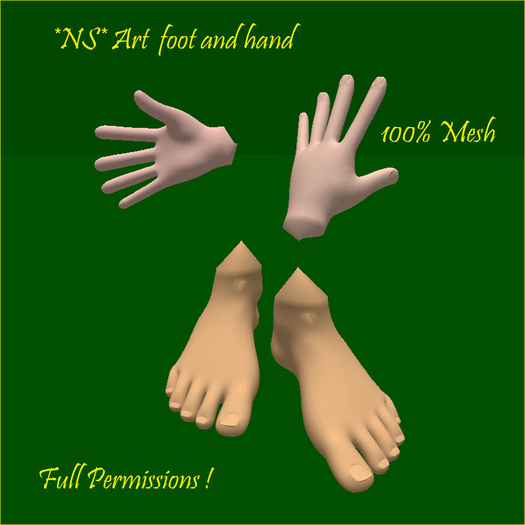 Second Life Marketplace - *NS* Art Mesh feet and hand