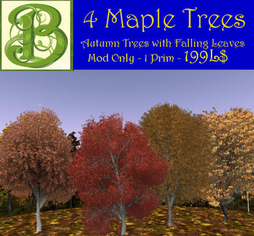 Second Life Marketplace - 4 Maple Trees w/ Falling Leaves