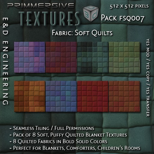 Second Life Marketplace - [FSQ007] 8 512px Boldly colorful soft quilted ...