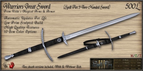 Second Life Marketplace - Velde's - Warriors Great Sword - SF3 Two ...