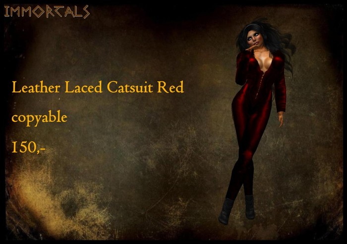 Second Life Marketplace - IMMORTALS Leather Laced Catsuit Red Second Life Marketplace - IMMORTALS Leather Laced Catsuit Red