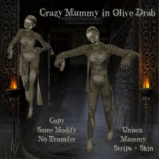 Second Life Marketplace - Crazy Mummy in Olive Drab - Halloween skin ...