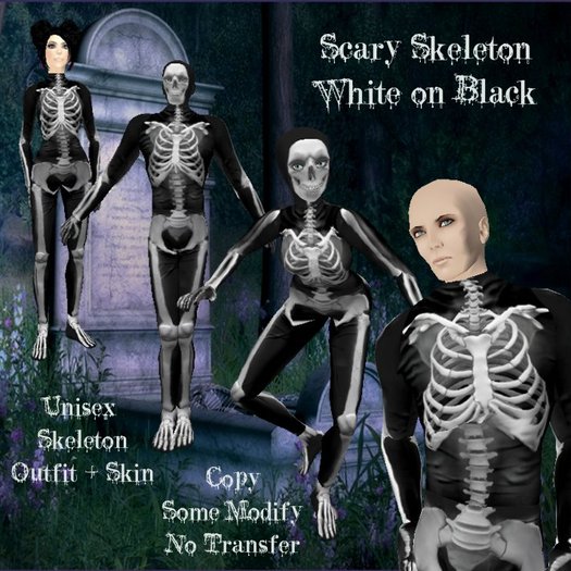 Second Life Marketplace - Scary Skeleton - White on Black - Halloween ...