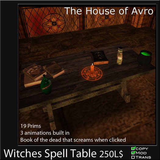 Second Life Marketplace - Witches Spell Table - Halloween Gothic Furniture