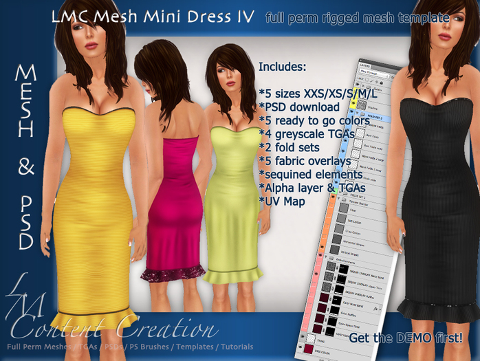 Second Life Marketplace - LMC Mesh Templates - Mini Dress IV - Fully ...