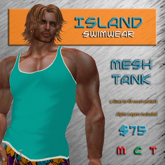 Second Life Marketplace - Green and White Mesh Tank
