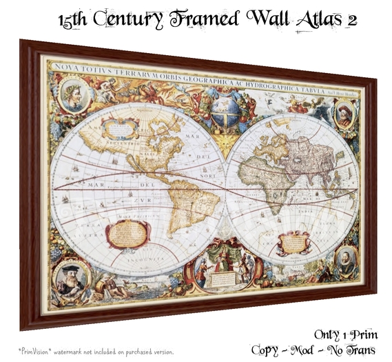 Second Life Marketplace - *PV* 15th Century Framed Wall Atlas 2