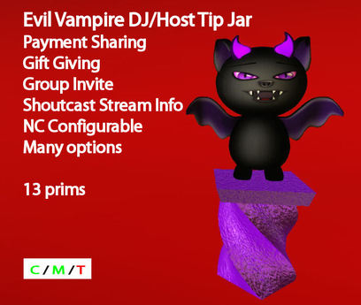 Second Life Marketplace - Evil Vampire Bat DJ/Host Tip Jar CM
