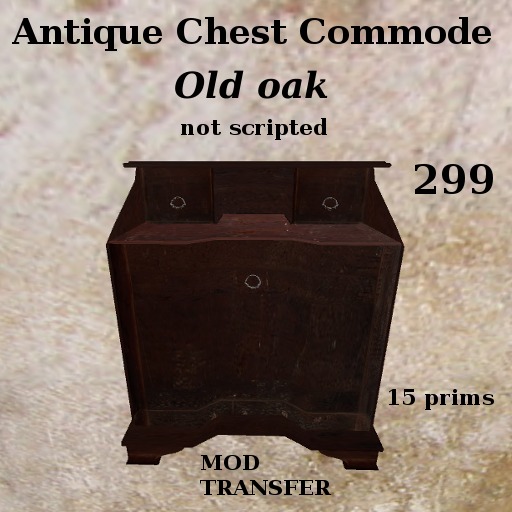 Second Life Marketplace - W* BOX antique chest commode old oak