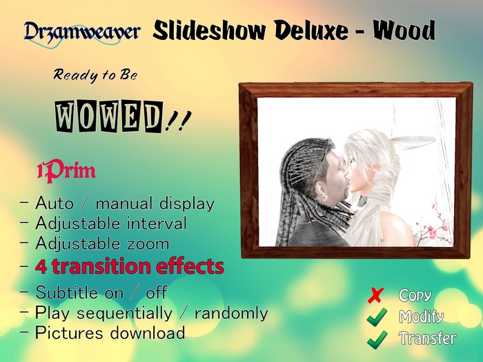 Second Life Marketplace - Dr3amweaver Slideshow Deluxe - Wood (no copy)