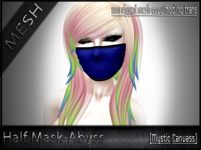 Second Life Marketplace - [MC] Half Mask-Non Rigged [MESH]-Abyss Boxed