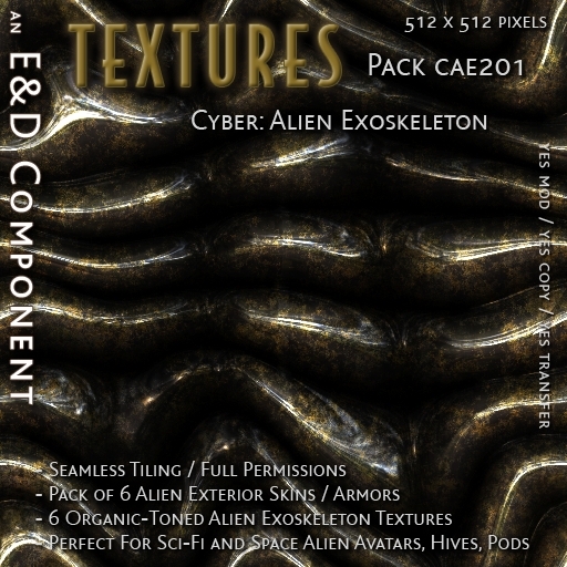 Second Life Marketplace - [CAE201] 6 Alien Skins Exoskeleton Armor ...