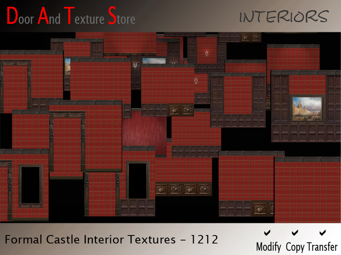 Second Life Marketplace - Castle Interior Wall Textures, Red Plaid ...