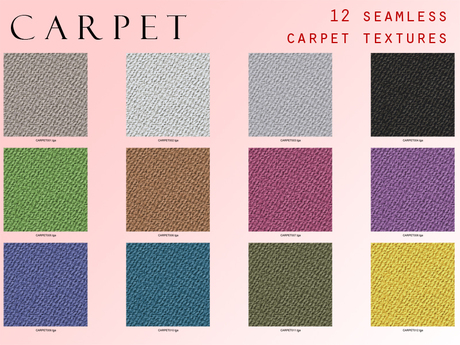Second Life Marketplace - 12 Full perm seamless carpet textures, wall ...