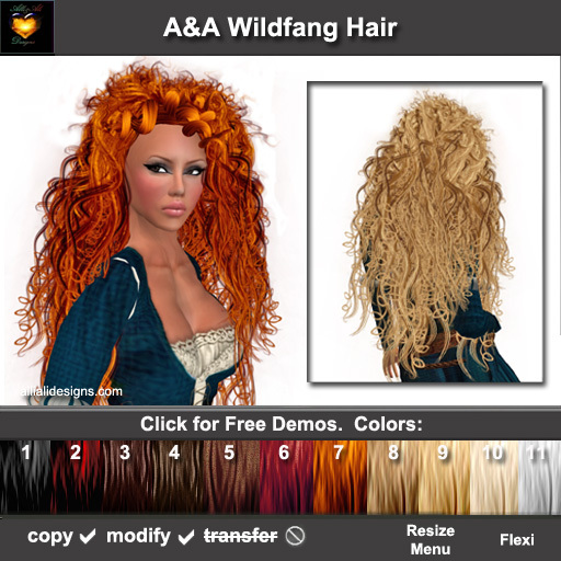 Second Life Marketplace - A&A Wildfang Hair Free DEMOS ( long curly ...
