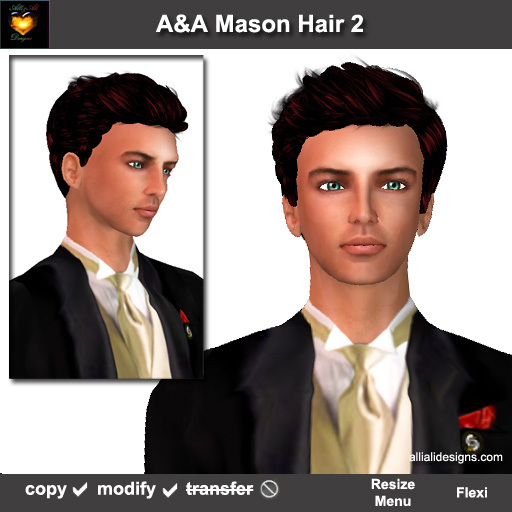 Second Life Marketplace - A&A Mason Hair 2 (Color 2 from 11 Colors ...
