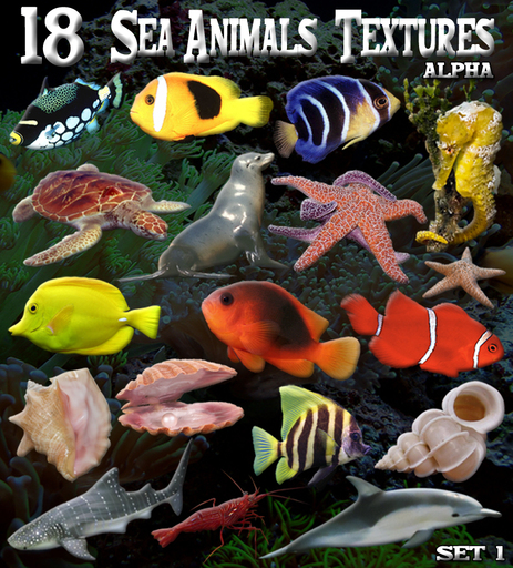 Second Life Marketplace - $18 SEA ANIMALS TEXTURES (ALPHA) SET 1