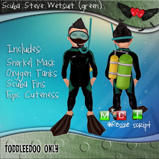 Second Life Marketplace - .:[AMAME]:. Kids Toddleedoo Scuba Steve ...