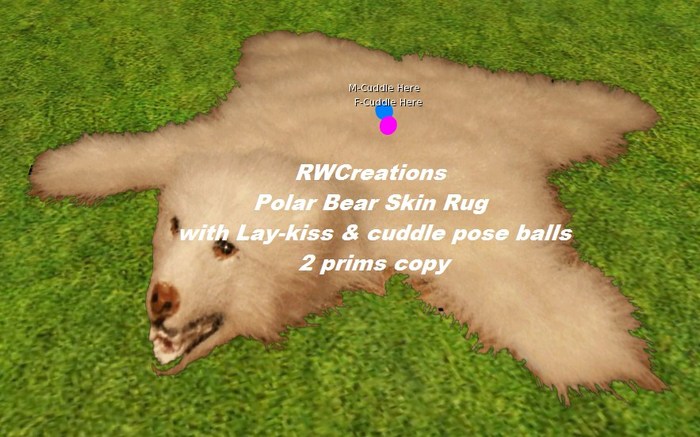 Second Life Marketplace - White Polar Bear Skin TGA Cuddle Shag Rug ...