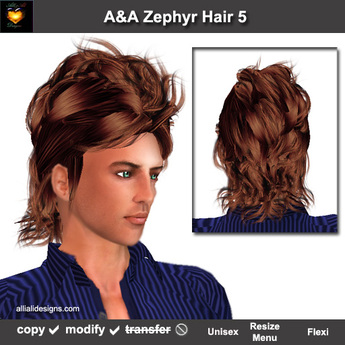Second Life Marketplace - A&A Zephyr Hair 5 (Color 5 from 11 Colors ...