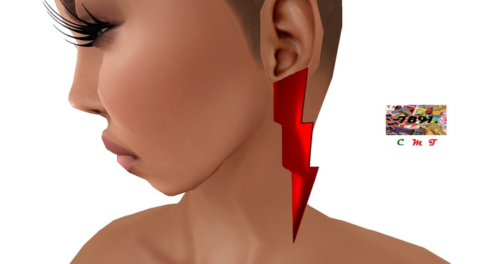 Second Life Marketplace - [7891.] - Bolt Earrings - Red (W\Reszie)