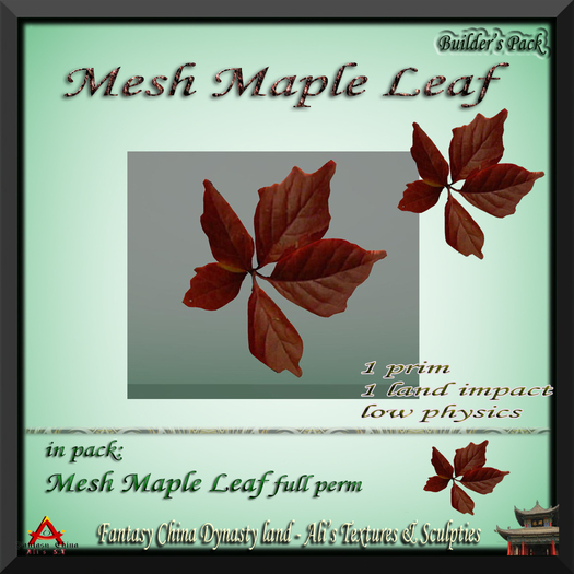 Second Life Marketplace - Mesh Mesh Maple Leaf only 1 prim , full perm