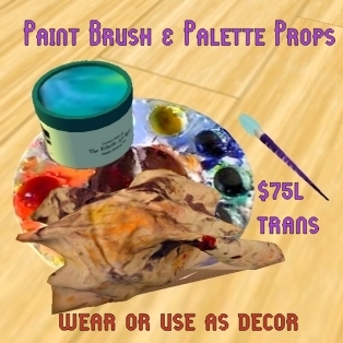 Second Life Marketplace - Paint Brush & Palette props (boxed)