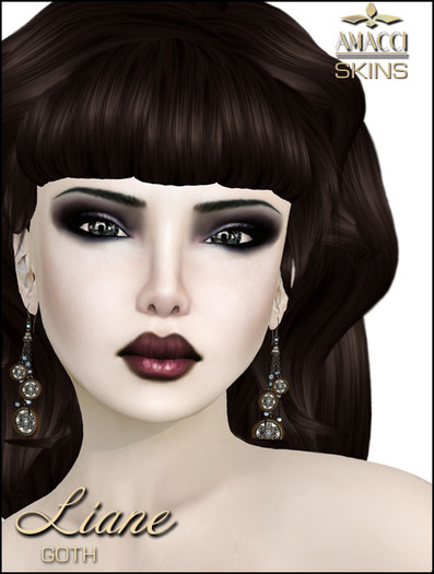 Second Life Marketplace - Amacci ~ Liane Skin (Goth) - Fat-Pack 1-16