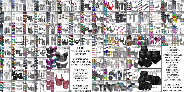 Second Life Marketplace - [NB] Inc. Template Inventory Pack 1 & 2 - 100 ...
