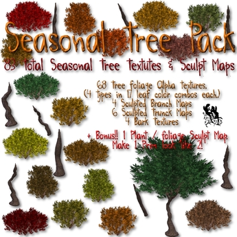 Second Life Marketplace - FUD Seasonal Tree Texture Pack (leaves, bark ...