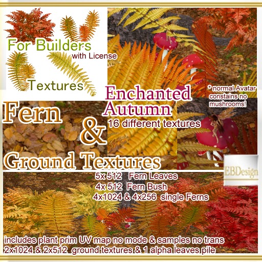 Second Life Marketplace - EBDesign - Enchanted Autumn ground & fern ...