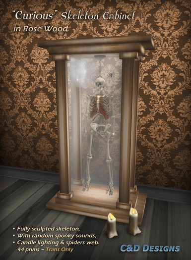 Second Life Marketplace - C&D Designs - "Curious" Skeleton Cabinet - in Tall Rose