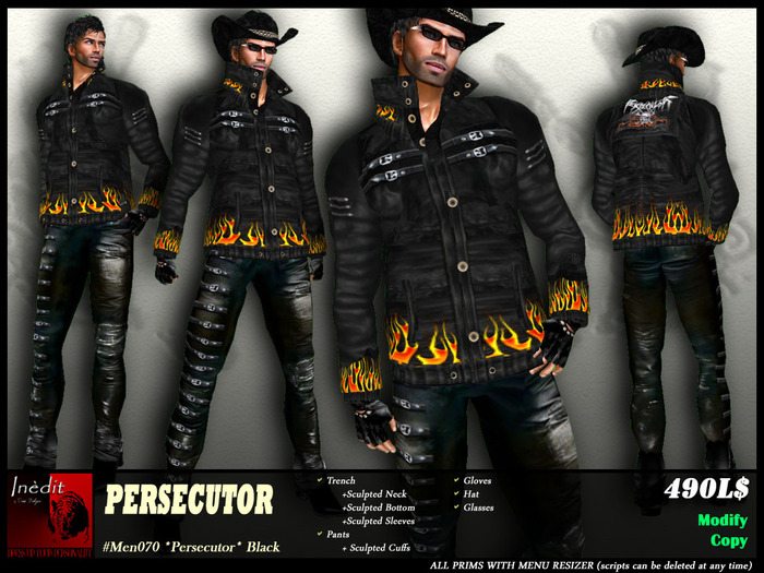 Second Life Marketplace - iNEDIT-Men070 *Persecutor* Black. Biker ...