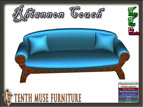 Second Life Marketplace - Rhiannon Couch with MLP Animation, 6 Colors