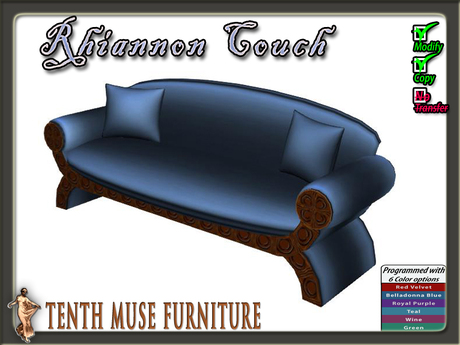 Second Life Marketplace - Rhiannon Couch with MLP Animation, 6 Colors