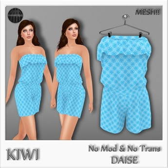 Second Life Marketplace - KIWI DAISE STRAPLESS MESH ROMPER (BLUE)