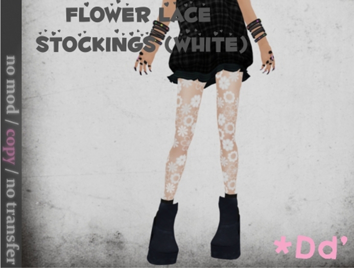 Second Life Marketplace - *Dd' Flower lace stockings (White)