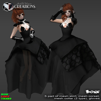 Second Life Marketplace - [AD] Bone mesh goth dress 650
