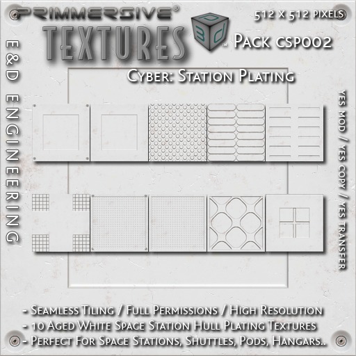 Second Life Marketplace - [CSP002] 10 White Metal Panel Textures for ...